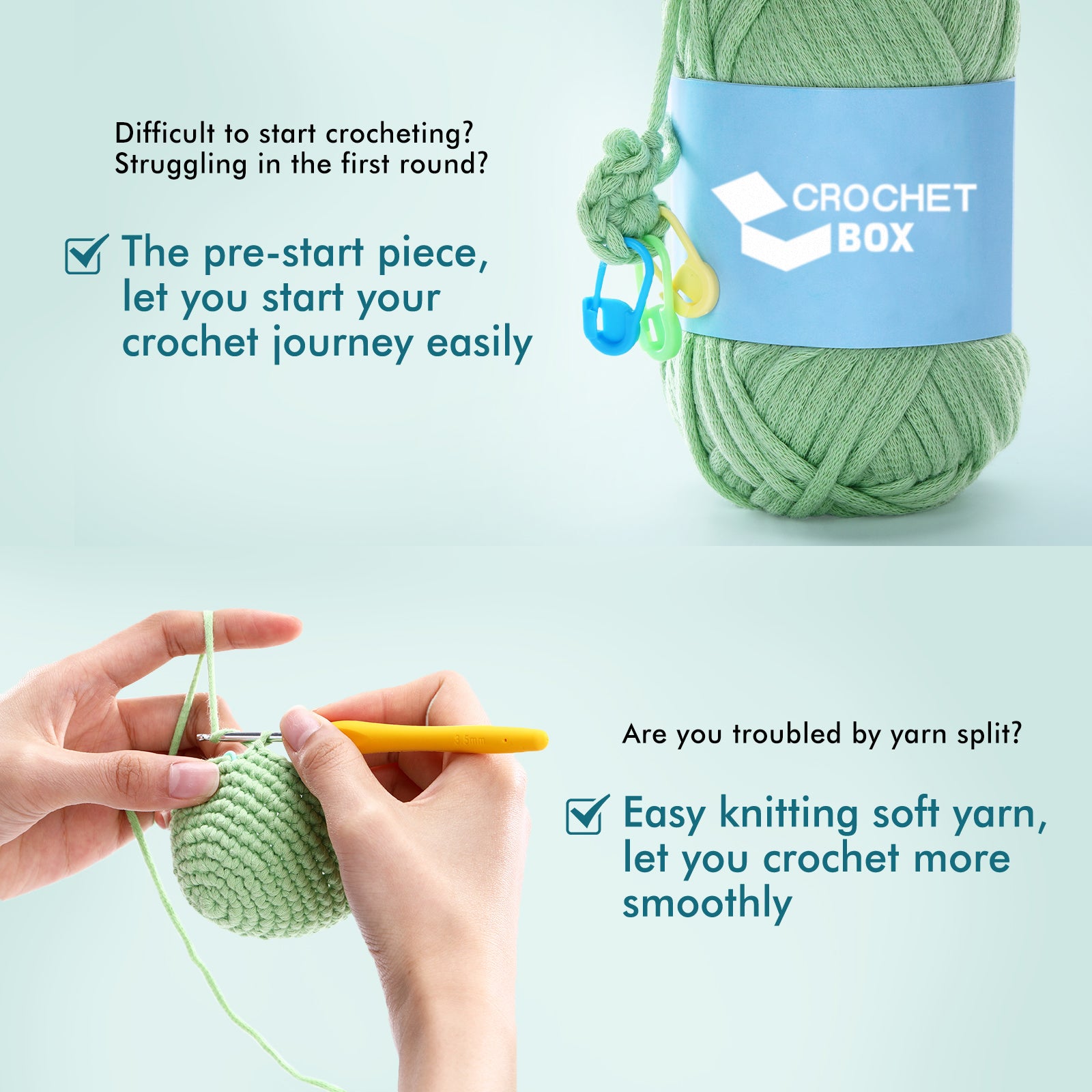 CrochetBox Complete Crochet Kit for Beginners - Mushy Duo